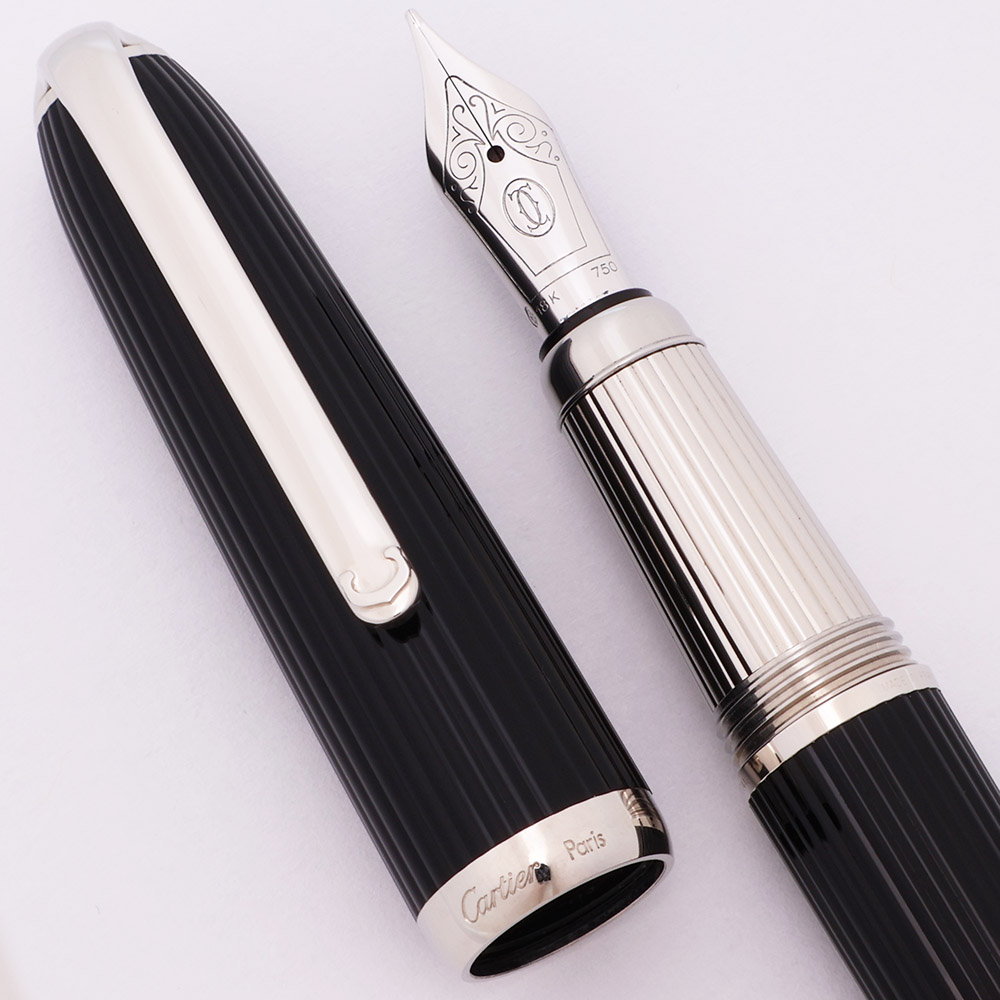 Louis Cartier Stripe Fountain Pen - Godron, Black Composite, Medium 18k ...