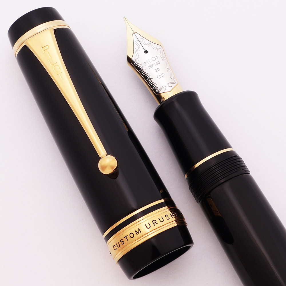 Pilot Custom Urushi Fountain Pen - Black Urushi with Gold Trim, Medium ...