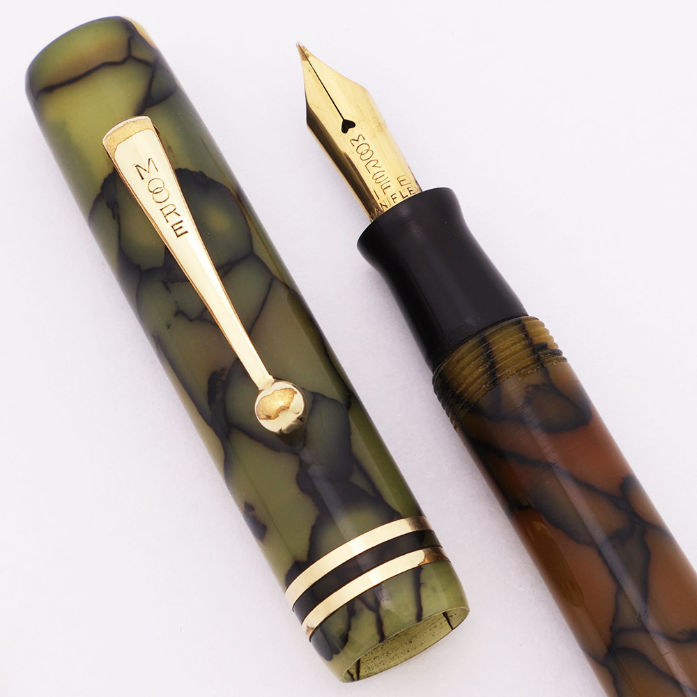 Moore Full-Size Fountain Pen (1930s) - Black & Pearl w GT, Lever Filler ...