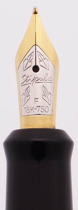 Stipula Etruria Mid-Size Fountain Pen - Black w/GT, C/C, Fine 18k Two ...