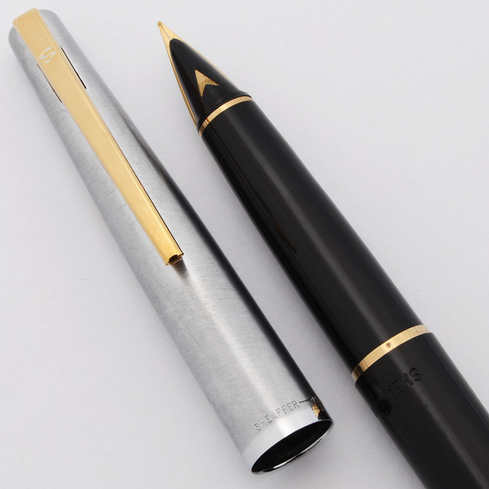 Sheaffer Stylist Fountain Pen 404P - Brushed Steel Cap, Black Barrel ...